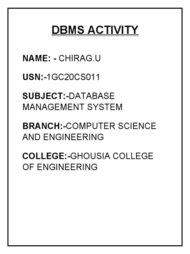 Dbms Activity[1] | PDF