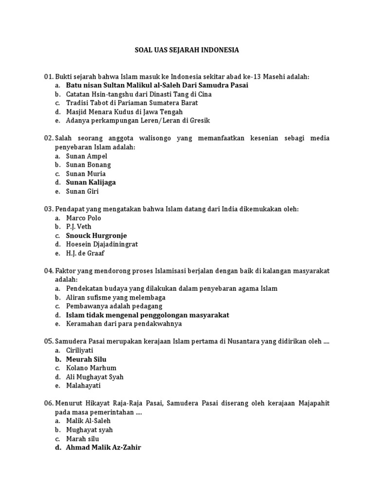 Uas Sejarah Indonesia 2023 | PDF
