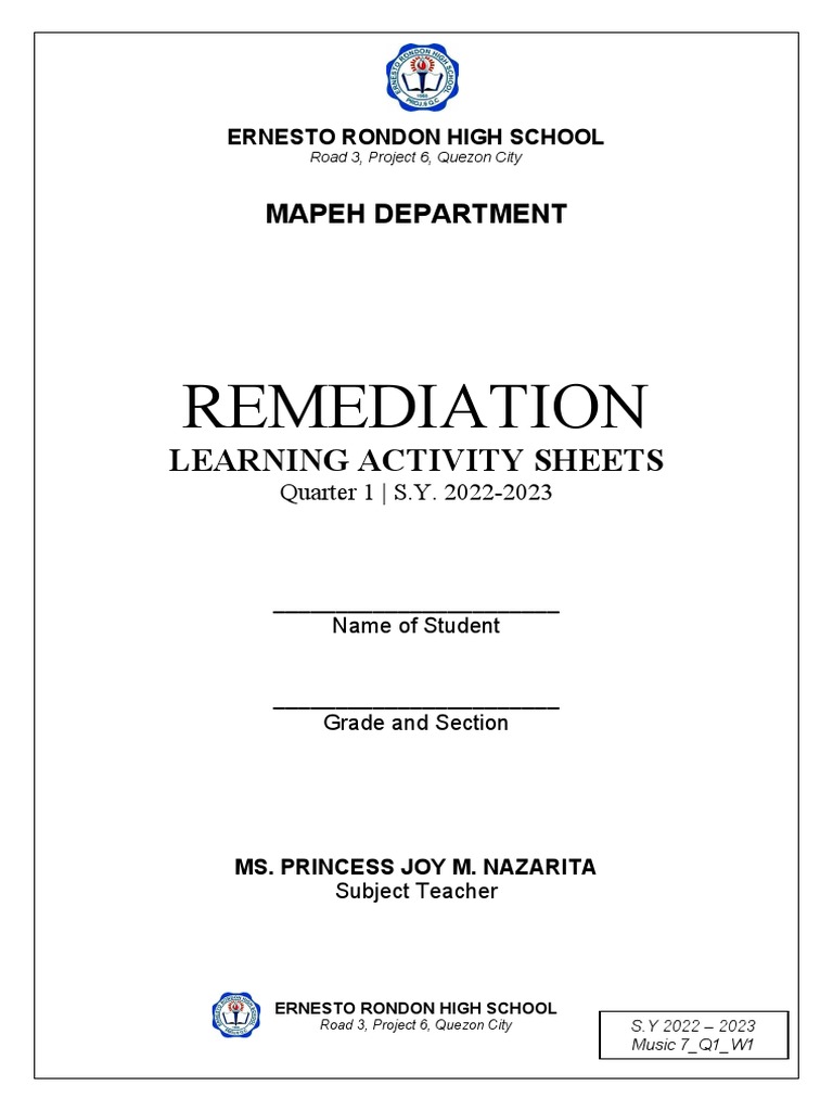 Quarter 1 - Remediation Activity Sheets | PDF | Woodwind Instruments ...