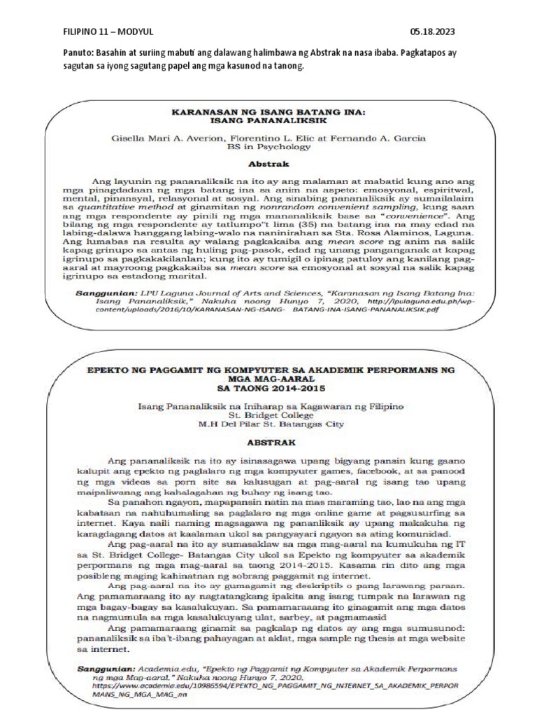 Filipino - Module 1 | PDF