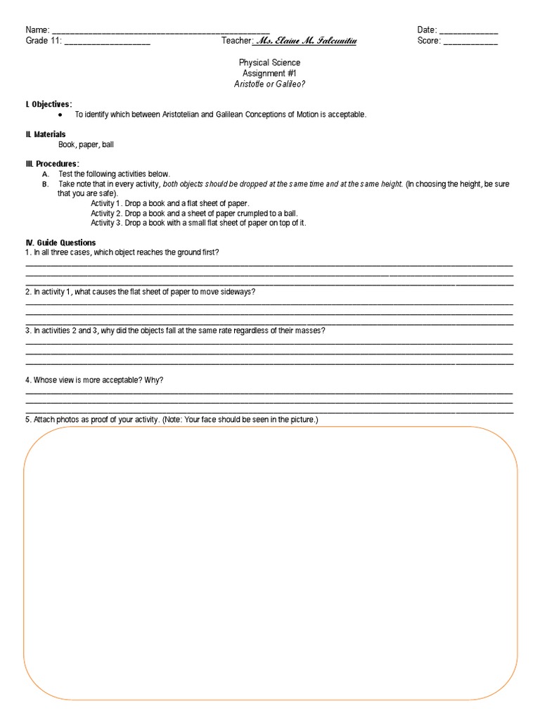 Q2 Assignment 1 Aristotle or Galileo | PDF