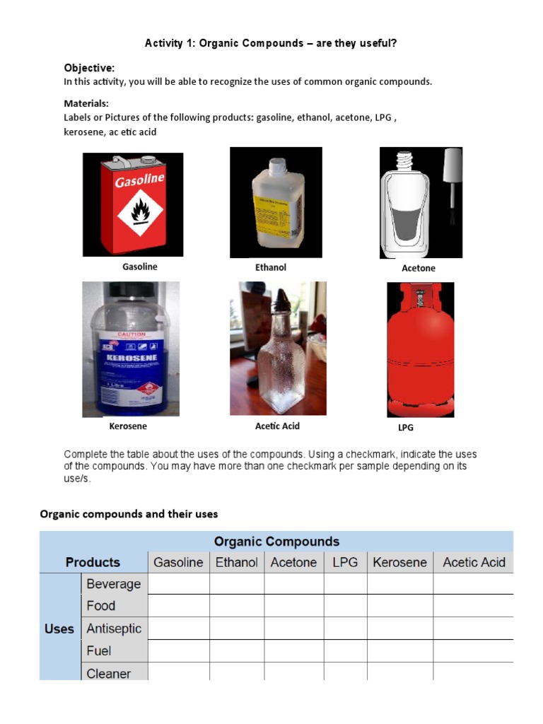 Uses of Common Organic Compounds | PDF