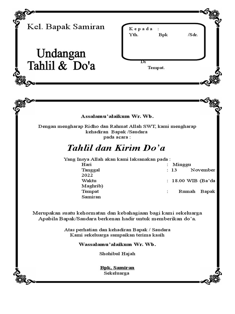 Undangan Tahlil | PDF