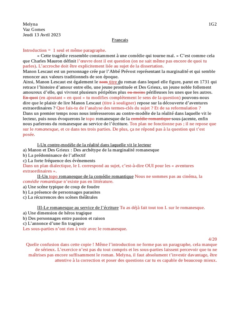 Francais Plan Dissert | PDF