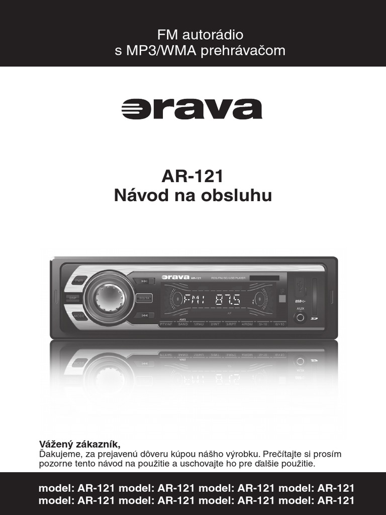 Autoradio Bez CD Orava Ar 121 Cerne 17111 Cesky Navod | PDF