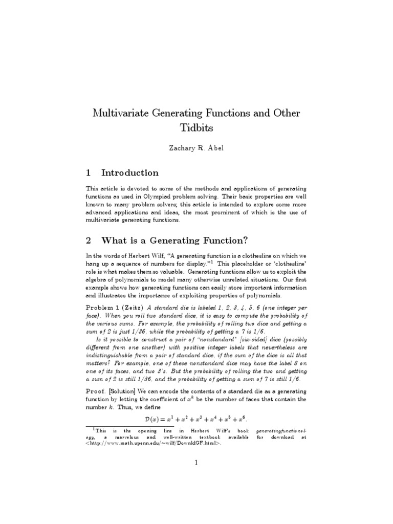 More About Generating Function | PDF | Function (Mathematics) | Power ... More About Generating Function | PDF | Function (Mathematics) | Power ...