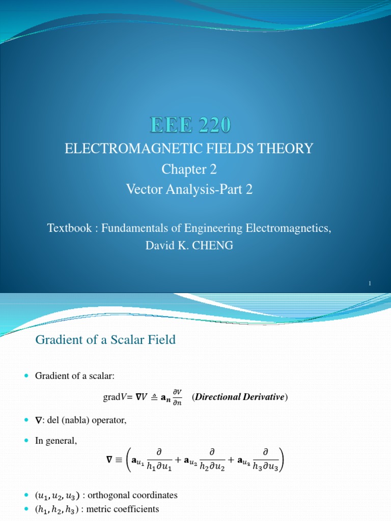 chpt2 Vector Analysis Part 2 | PDF | Divergence | Gradient