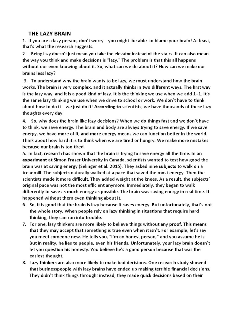 Understanding Lazy Thinking | PDF