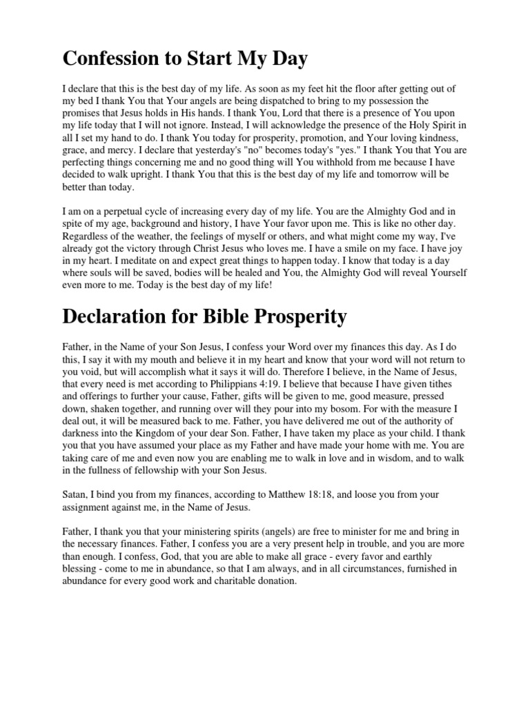 Confessions To Start My Day | PDF | Jesus | Forgiveness