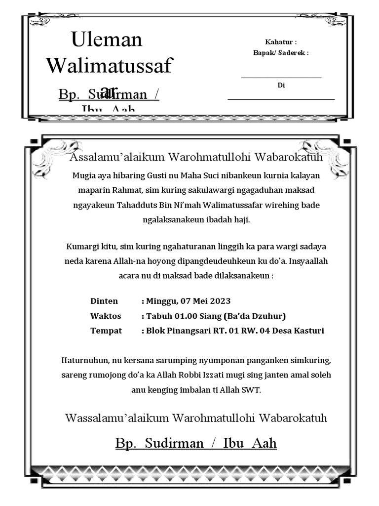 Uleman Walimatussafar | PDF