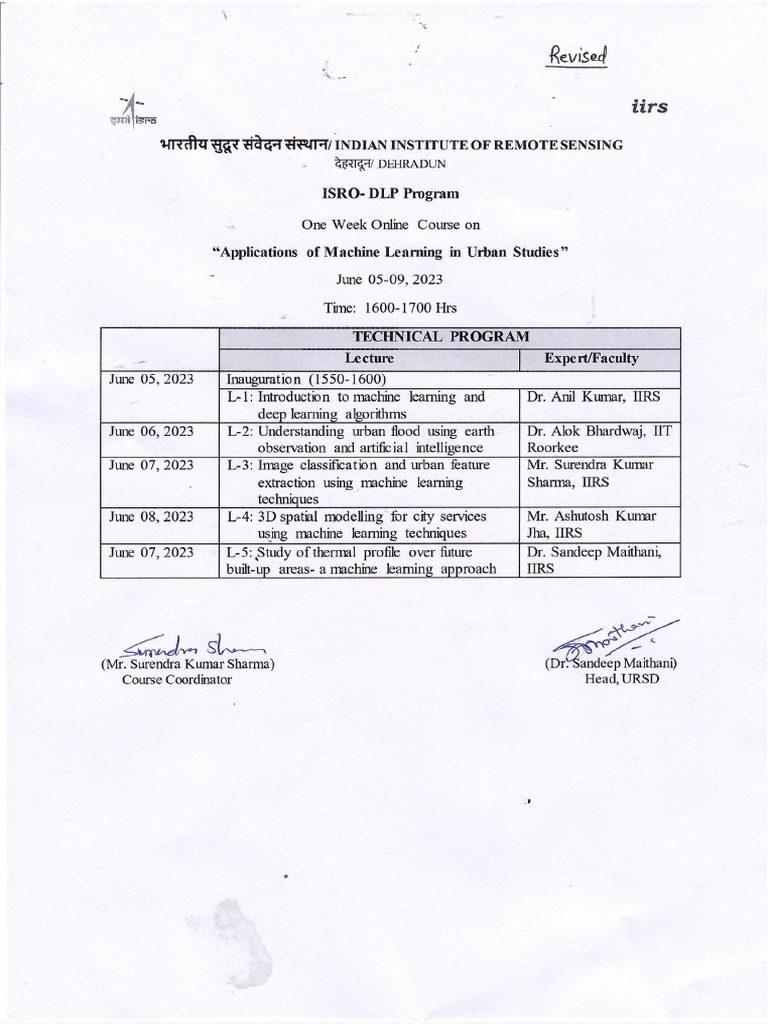 IISR Time Table Revised | PDF