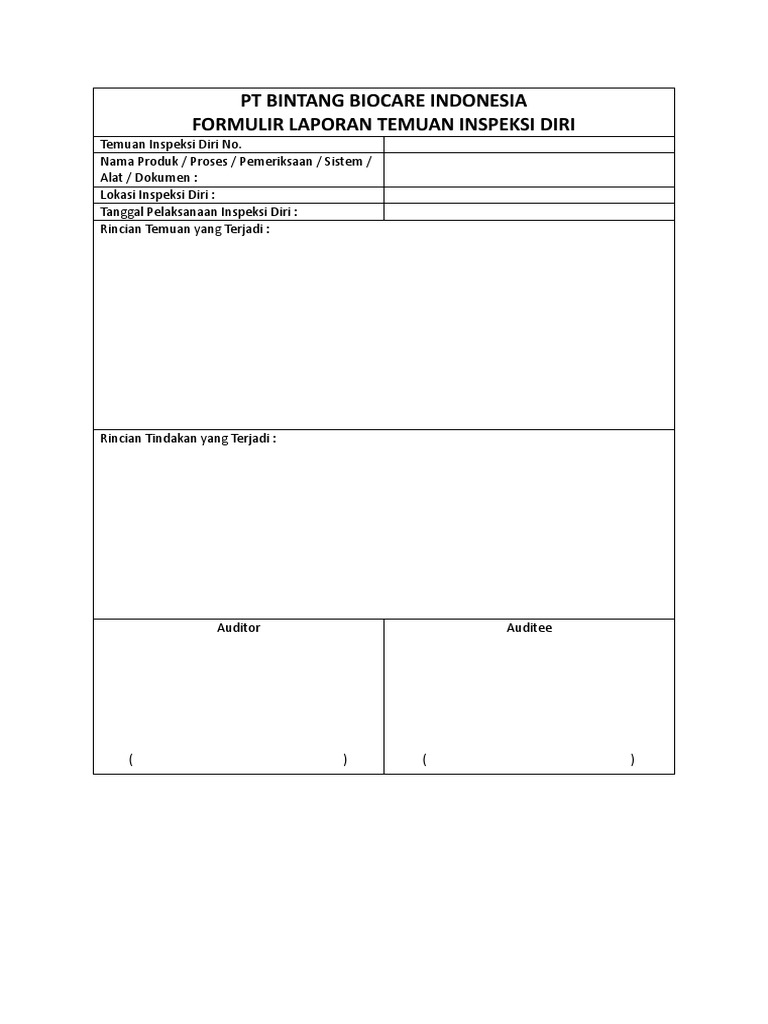 Form Temuan Audit | PDF | Bisnis | Komputer
