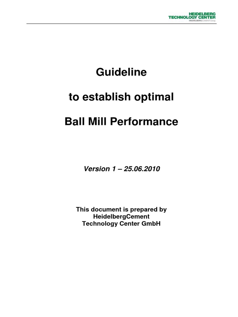 Guideline To Establish Optimal Ball Mill Performance - Version 1 - 25 ...