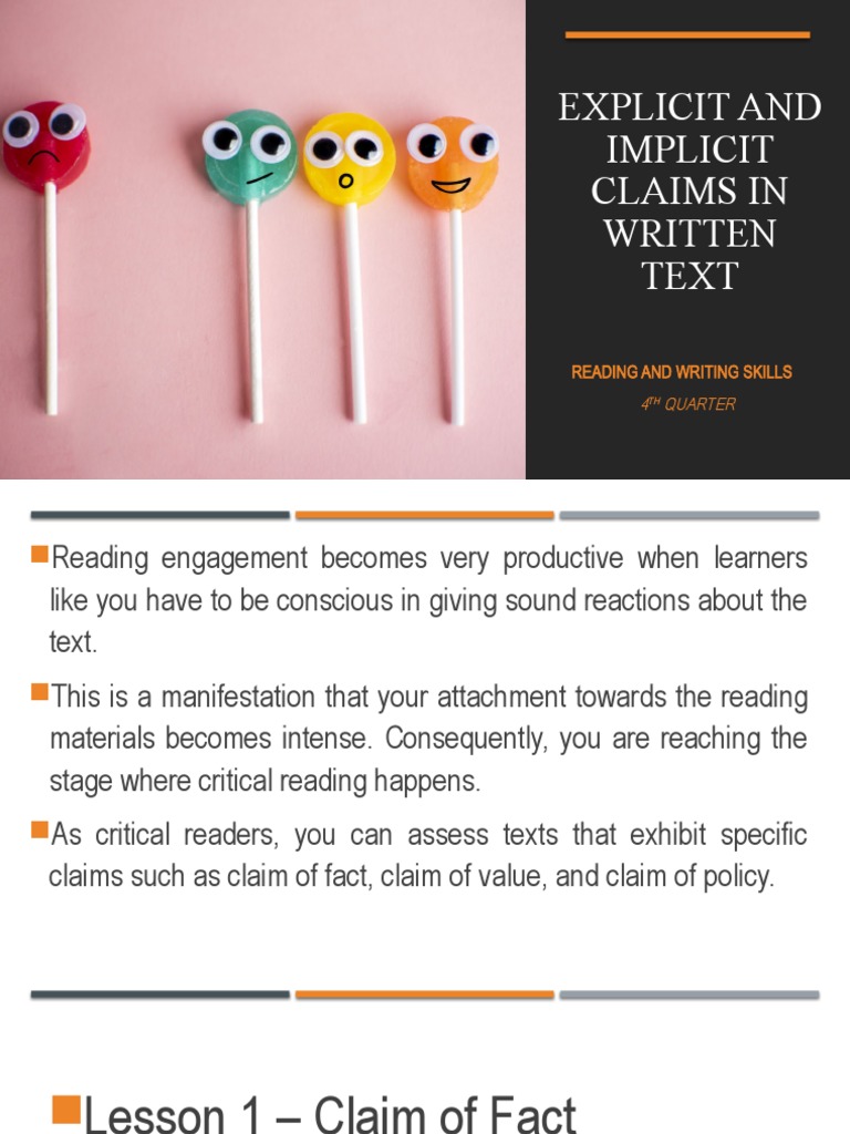 Explicit and Implicit Claims in Written Text | PDF | Argument | Morality