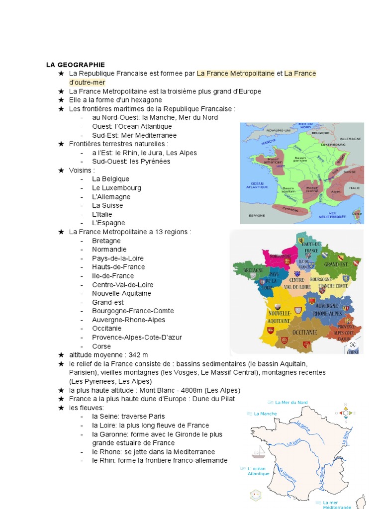Géographie et Climat de la France | PDF | Voyages