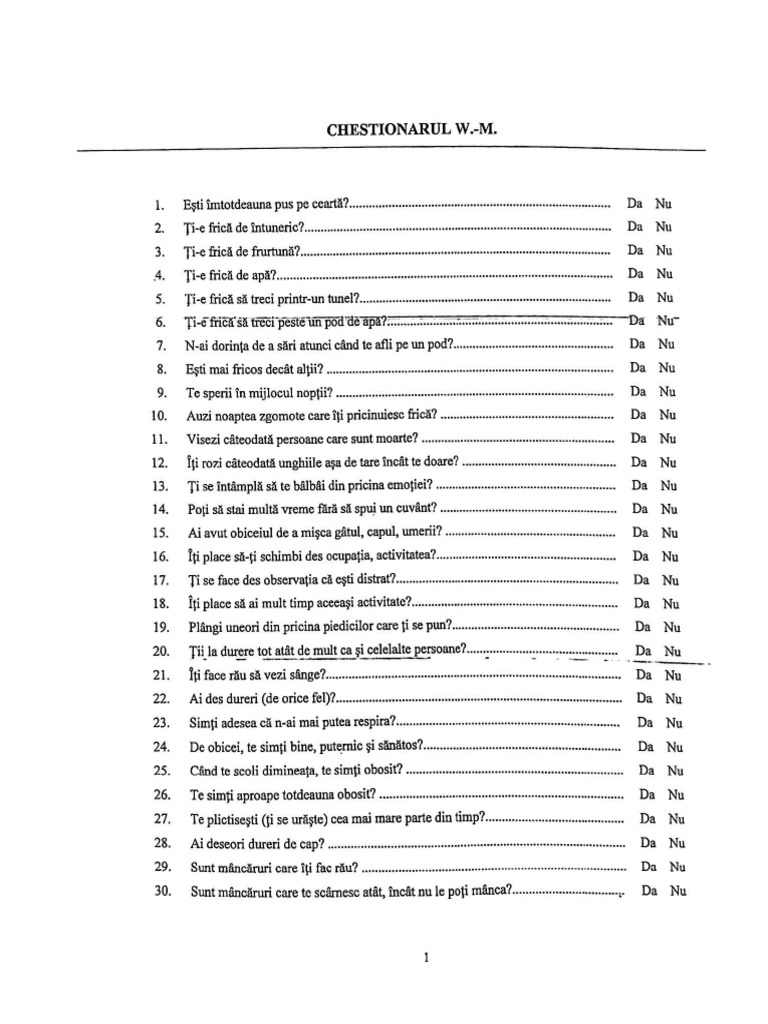 20.02.2023 Chestionarul W - M | PDF