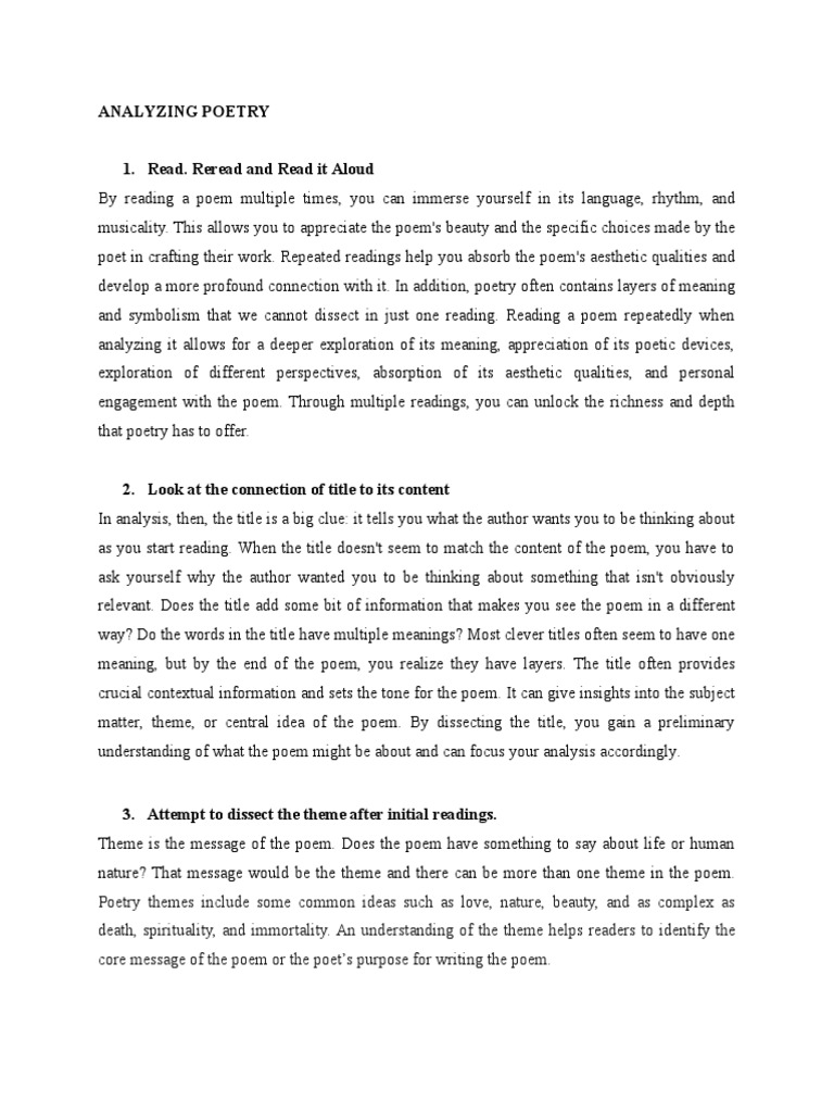 Analyzing Poetry | PDF | Poetry | Metre (Poetry)