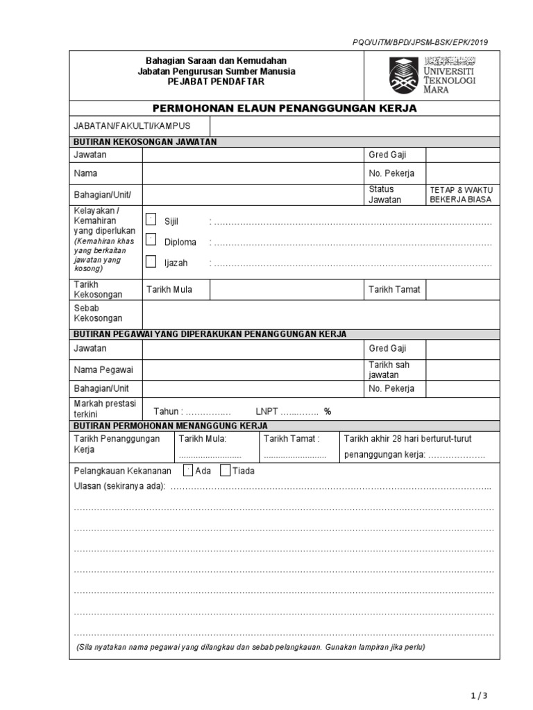 Permohonan Elaun Penanggungan Kerja Pdf