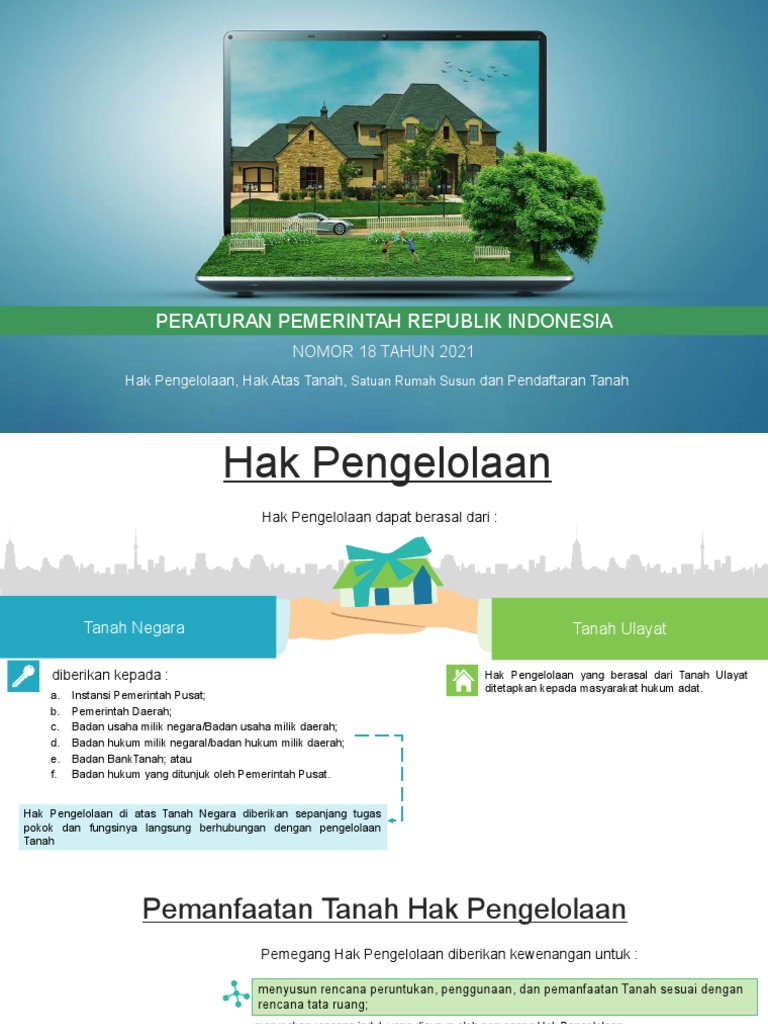 PP No 18/2021: Hak Pengelolaan Tanah | PDF
