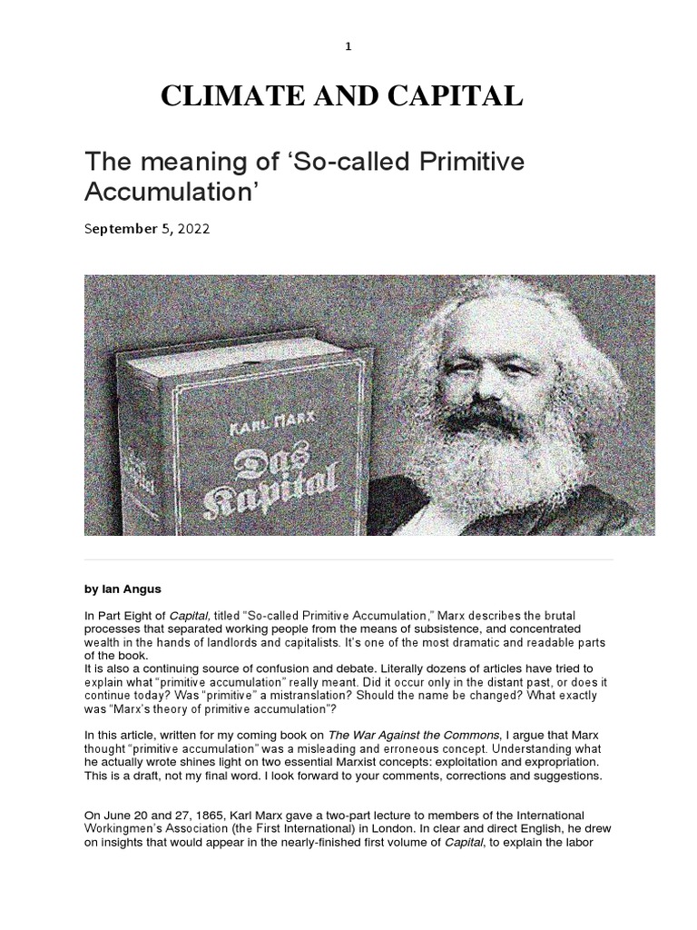 So Called Primitive Accumulation Ian Angus | Download Free PDF | Exploitation Of Labour | Capitalism