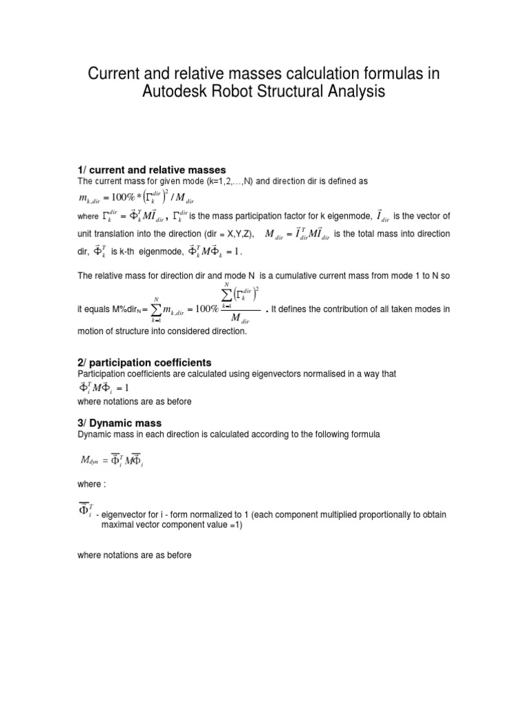 Current and Modal Mass Calculation Formulas in ARSA | PDF