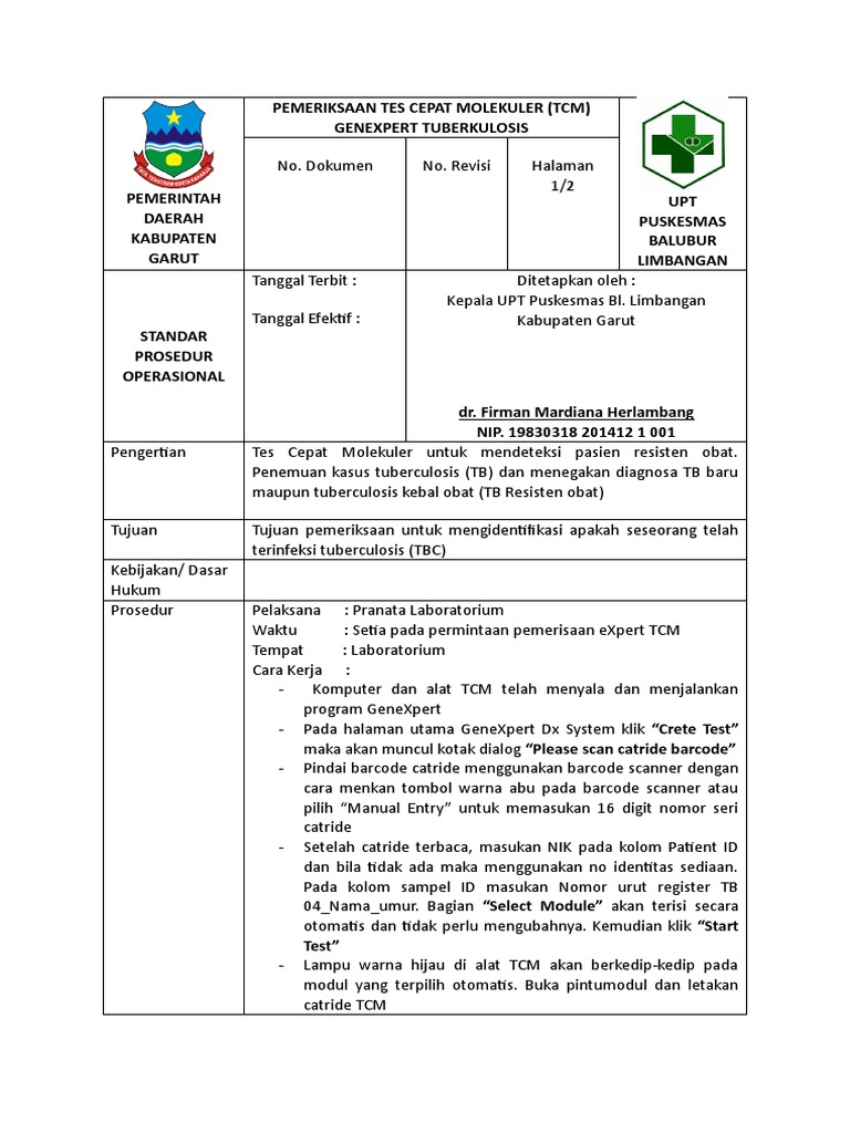 SOP TCM GeneXpert | PDF