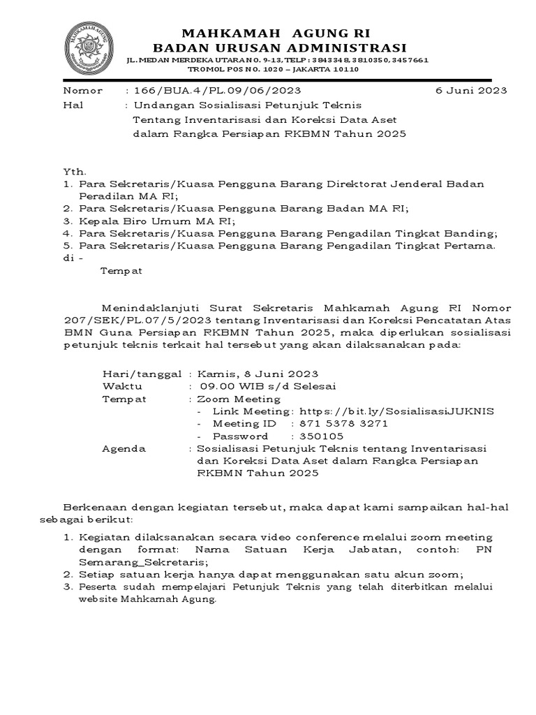 Surat Undangan Sosialisasi | PDF