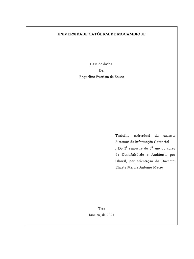 Introdução ao MySql | PDF | Bancos de dados | Modelo relacional