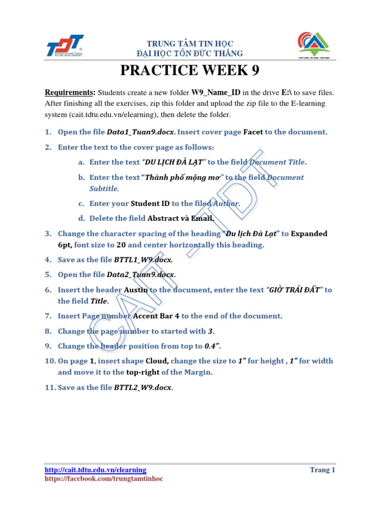 PracticeInClass Word2016 W9 | PDF | Written Communication | Software