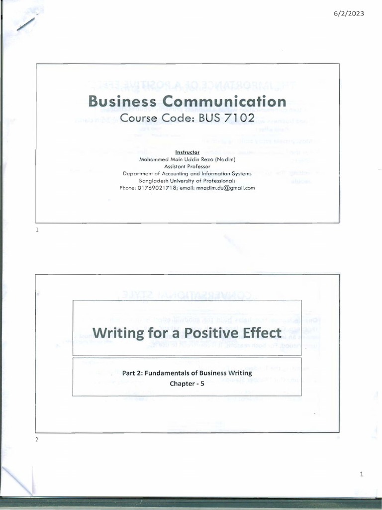 Business Communication: Writing For A Positive Effect | PDF | Human ...