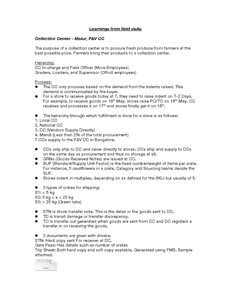 Learnings From Field Visits | PDF Learnings From Field Visits | PDF