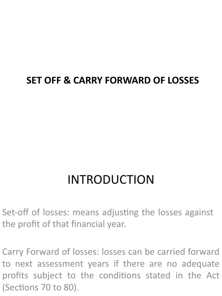 3 Set Off & Carry Forward of Losses | PDF | Finance & Money Management