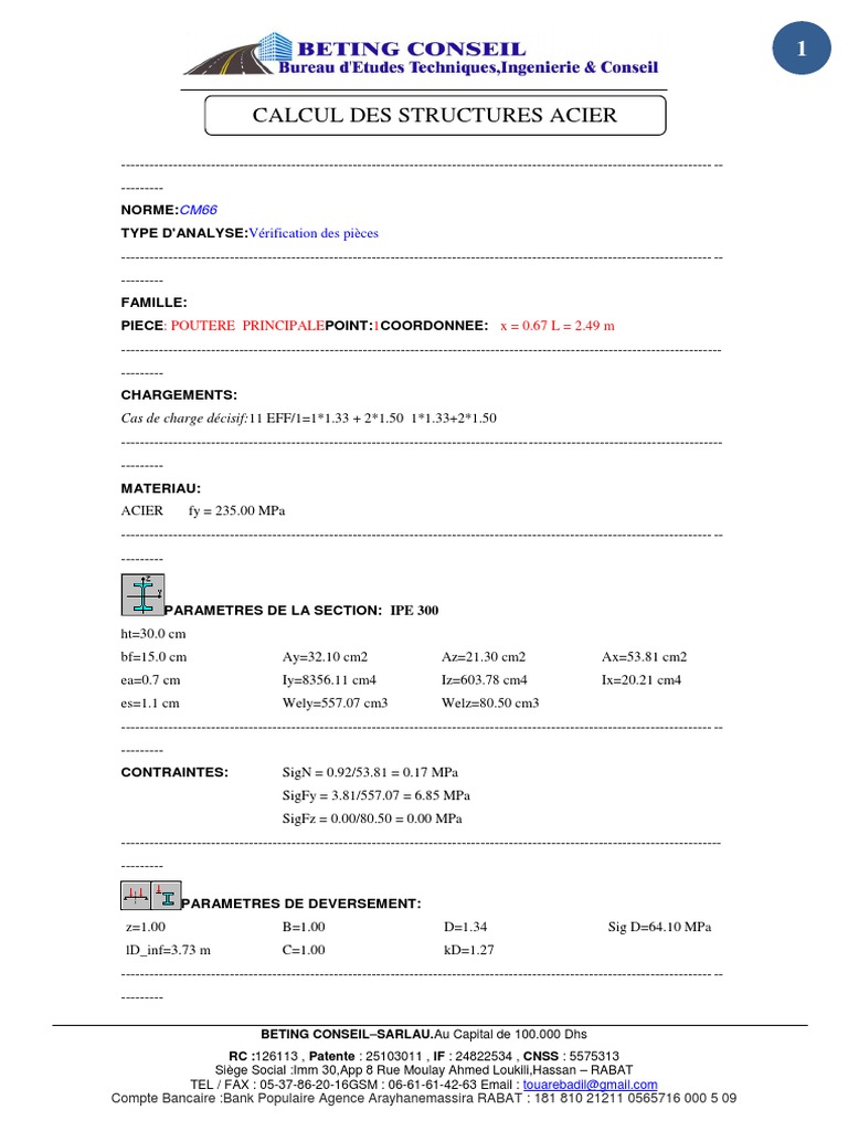 Note de Calcul Poutre | PDF