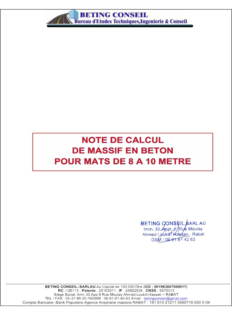 Note de Calcul Massif DEF | PDF