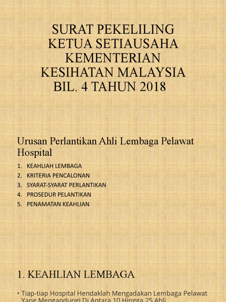 Surat Pekeliling Ketua Setiausaha Kementerian Kesihatan Malaysia Bil | PDF