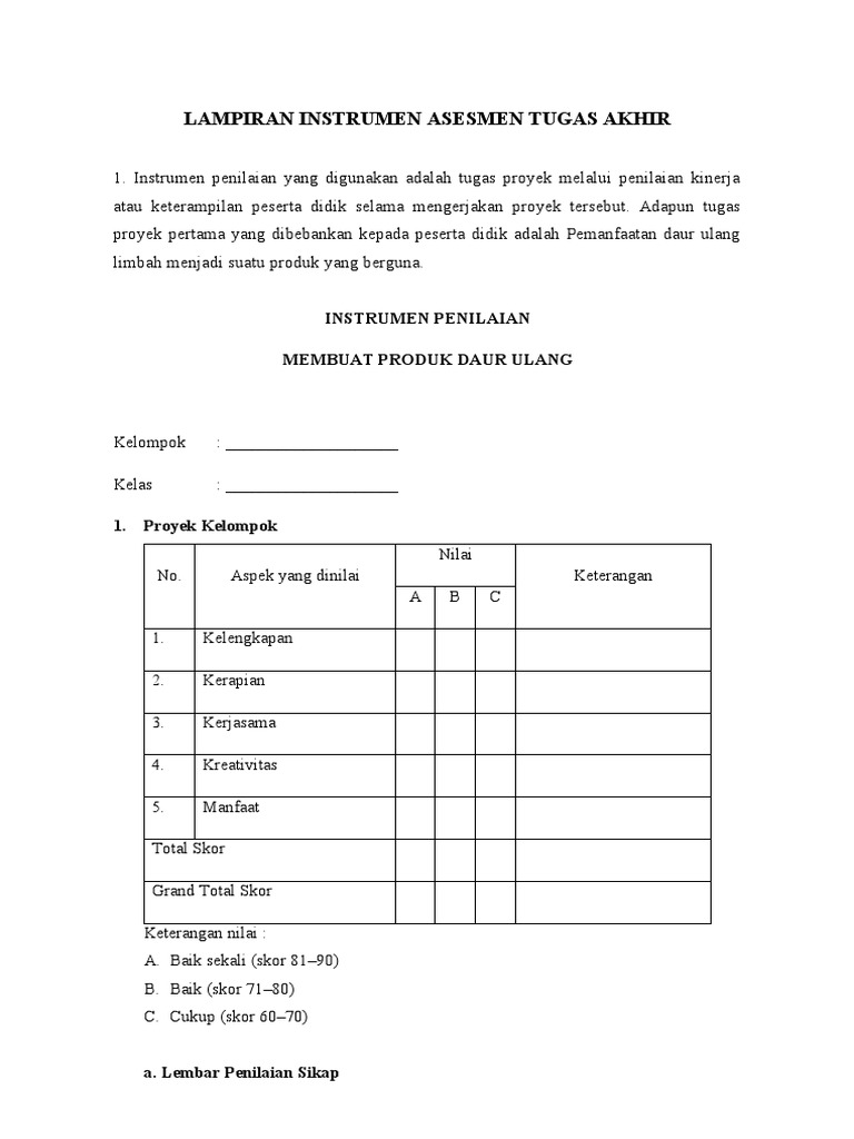 Lampiran Instrumen Asesmen | PDF