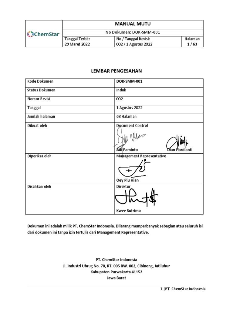 (REV. 2) Manual Mutu ISO 9001 - 2015 Revisi 002 DOK-SMM-001 PT ...
