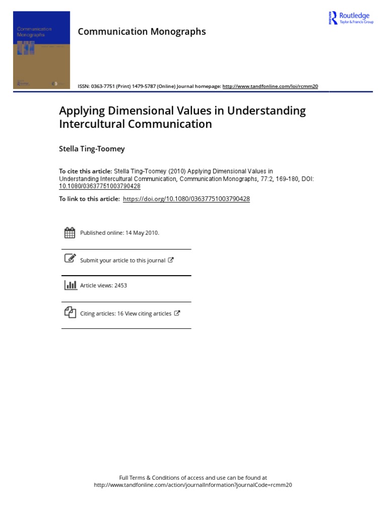 Dimensional Values in Intercultural Communication | PDF
