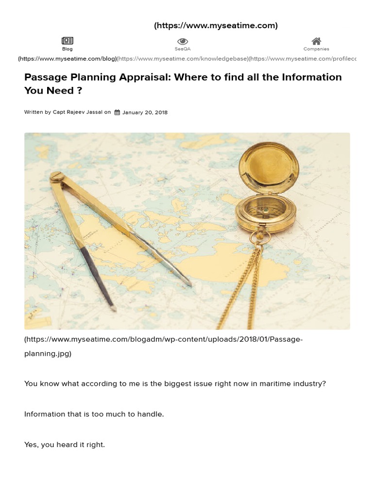 Passage Planning Appraisal - Where To Find All The Information You Need ...