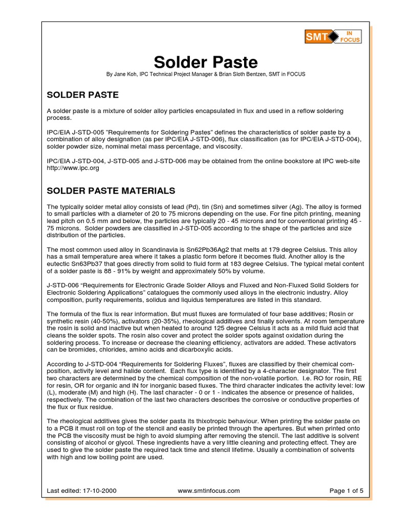 Solder Paste | PDF | Solder | Soldering