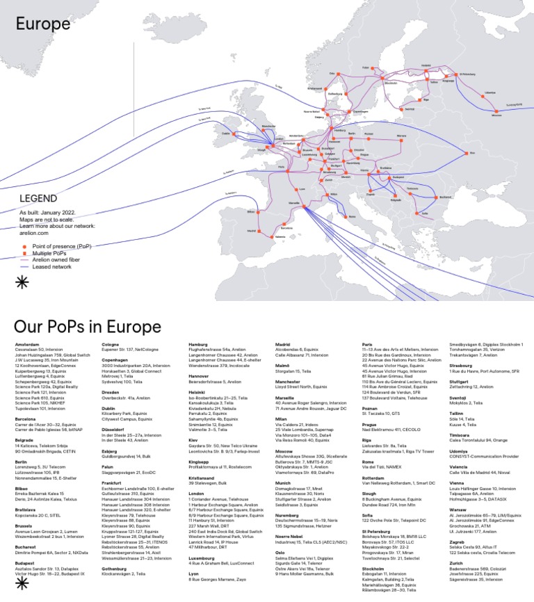Arelion Network Map Europe Jan 2022 | PDF | Information Technology | Computing