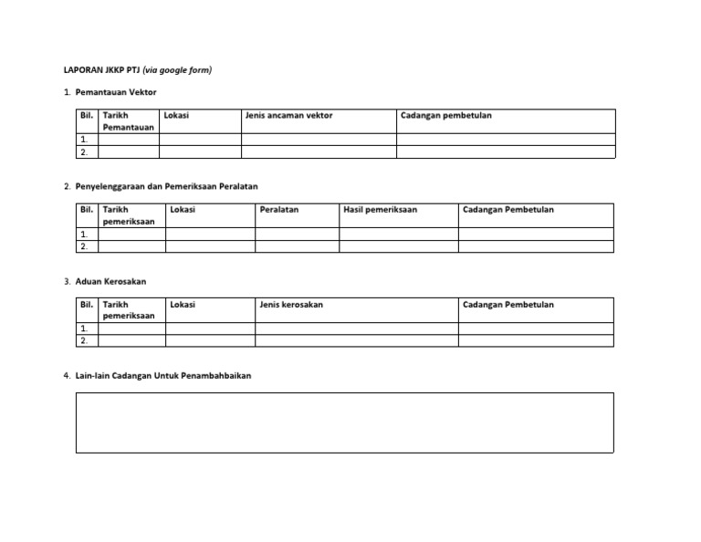 Borang Laporan JKKP PTJ | PDF
