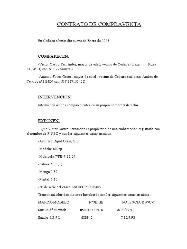 CONTRATO DE COMPRAVENTA | PDF