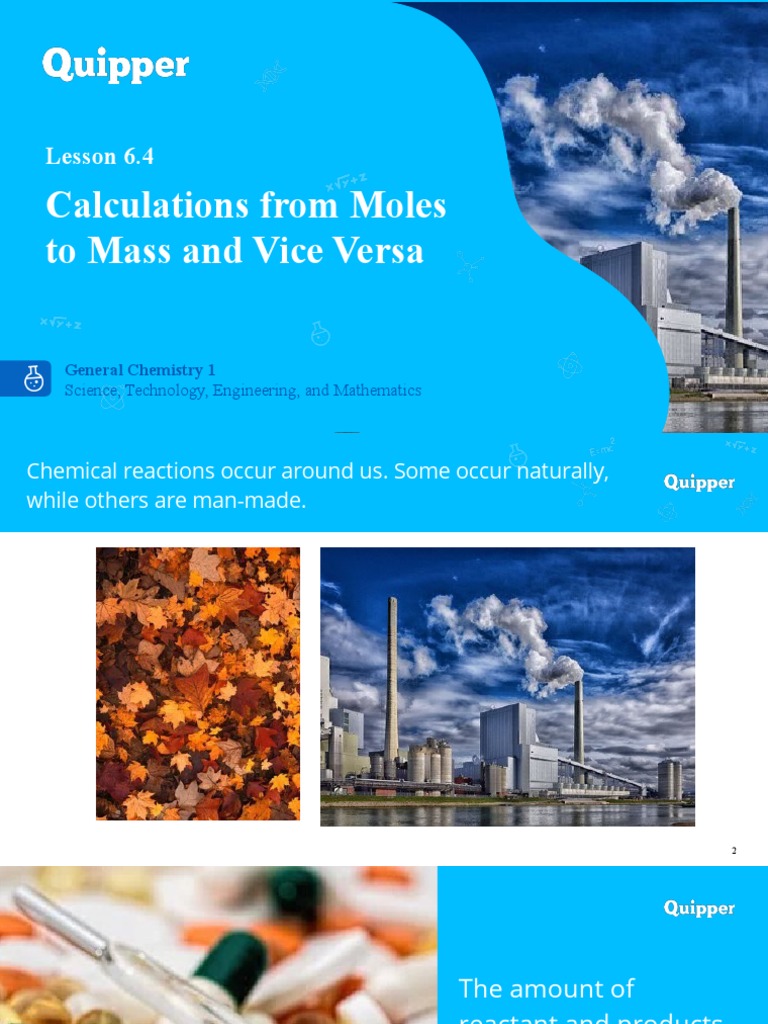 Calculations From Moles To Mass and Vice Versa: Lesson 6.4 | PDF | Mole ...