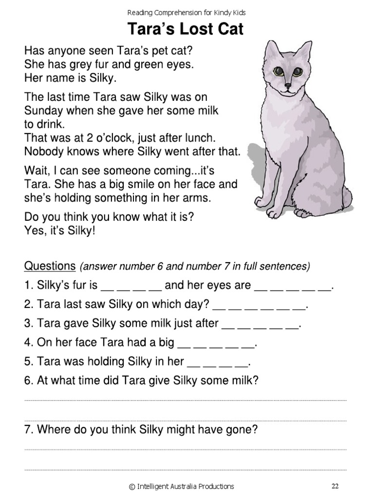 Reading Comprehension For Kindy Kids PDF | PDF