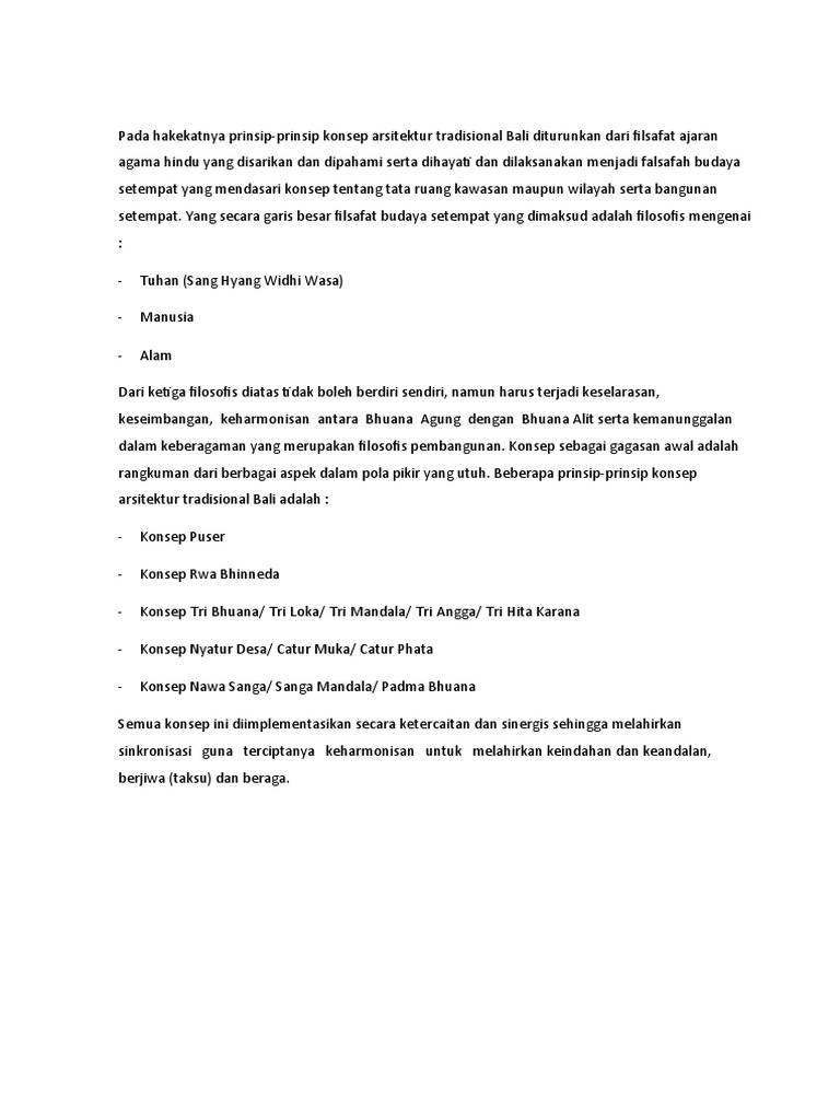 konsep-konsep arsitektur tradisional bali | PDF