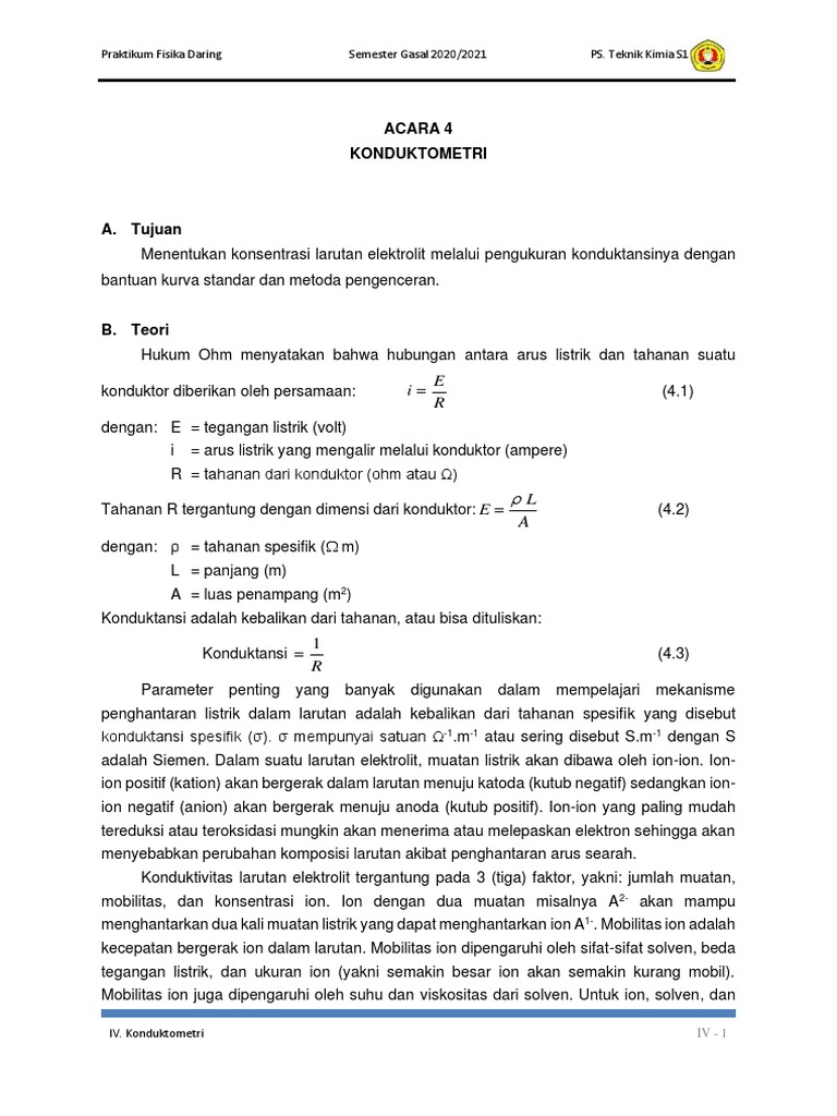 Acara 4 Konduktometri | PDF