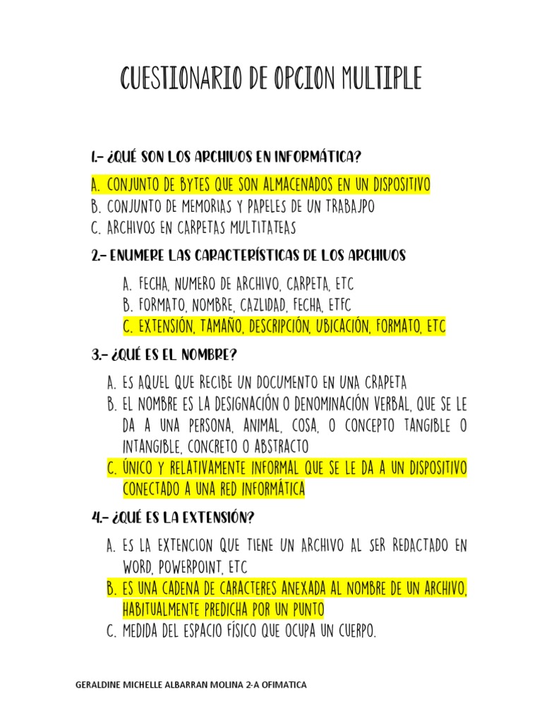 Cuestionario de Opcion Multiple | PDF