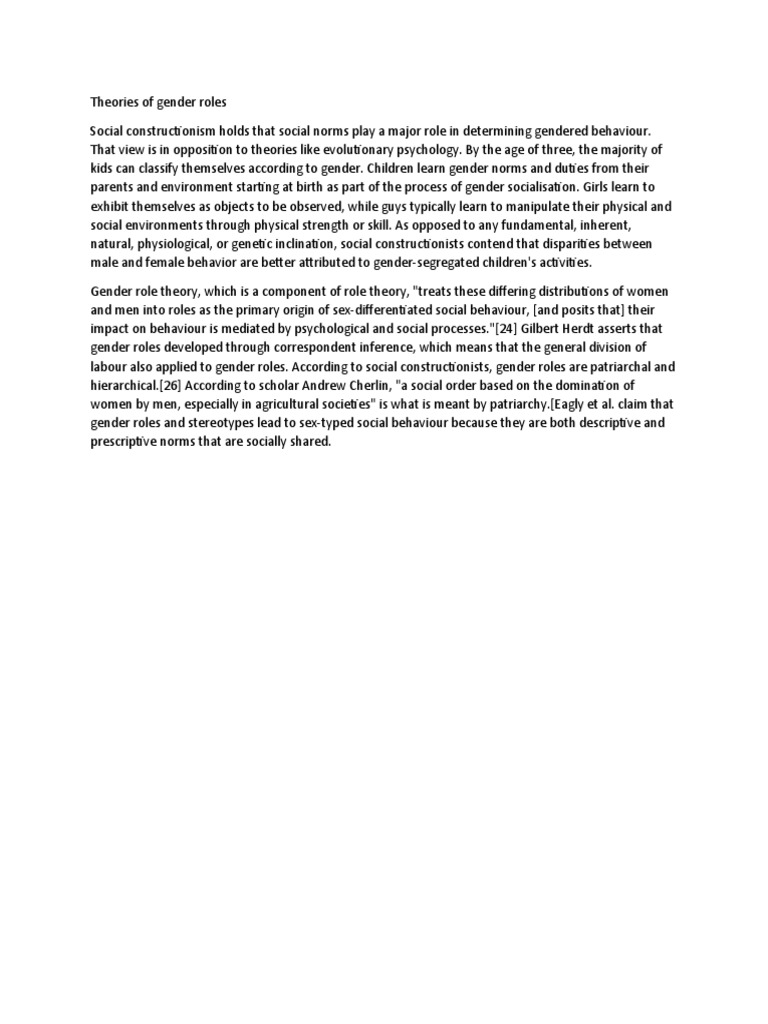 Theories of Gender Roles | PDF