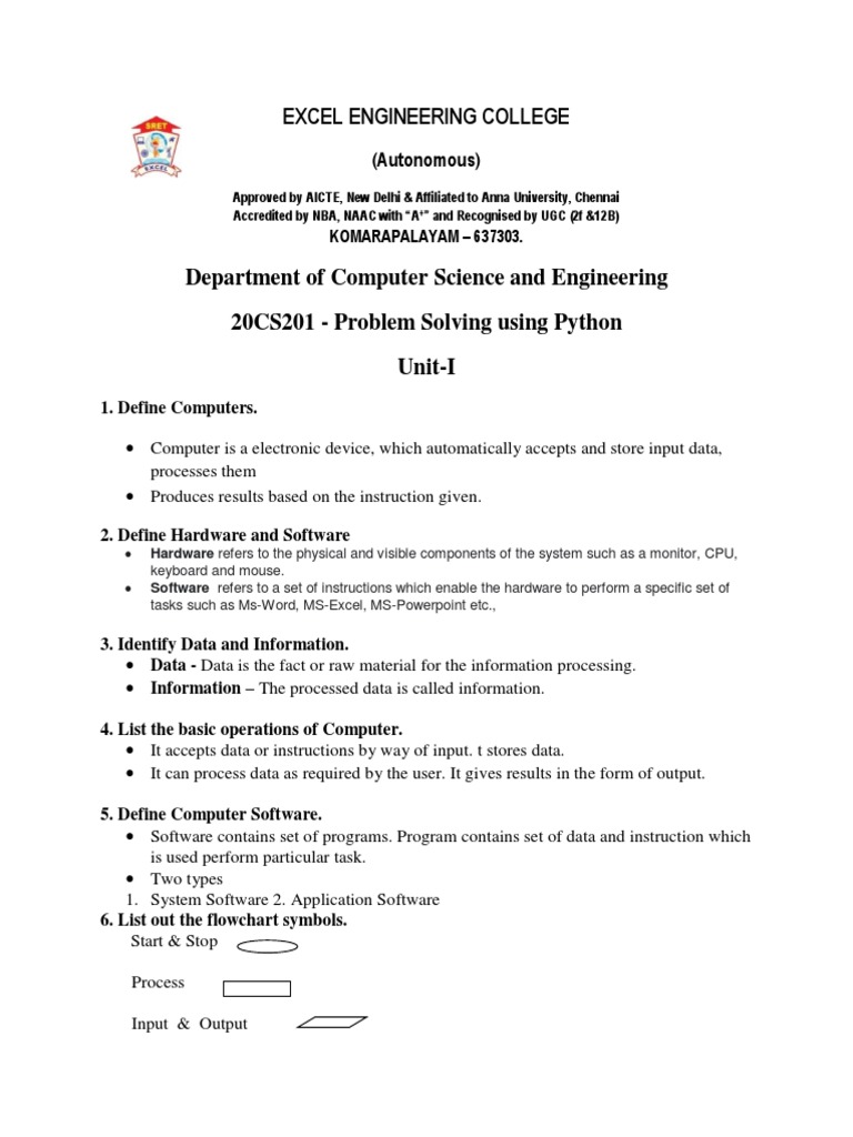 Python_Unit_I _QB1 | PDF